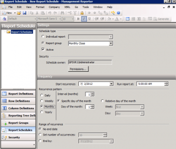 Daily/Weekly financial reports in Management Reporter for Dynamics GP