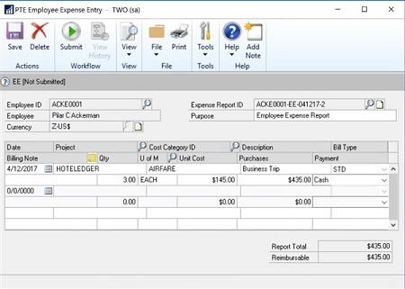 Project Time & Expense Features for Dynamics GP (Great Plains) 2016