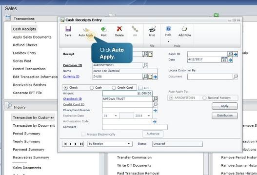 Microsoft Dynamics GP (Great Plains): Streamline & Apply Cash Receipts