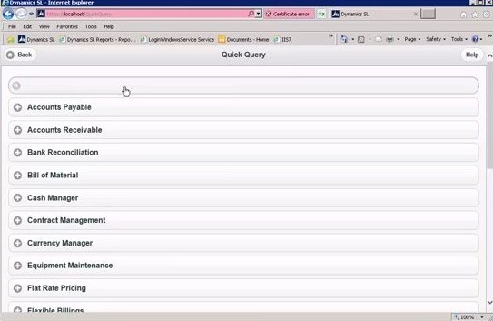 Using Quick Query in Web Apps For Microsoft Dynamics SL (Solomon) 2015